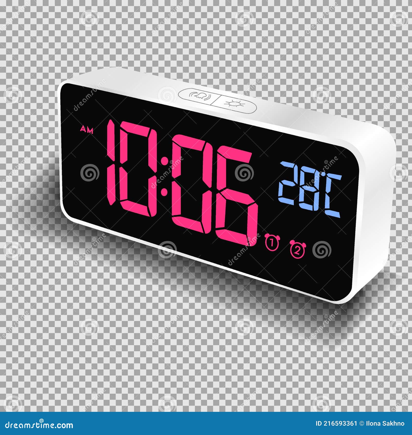 Realistic Digital Alarm Clock with Lcd Display Isolated Vector ...