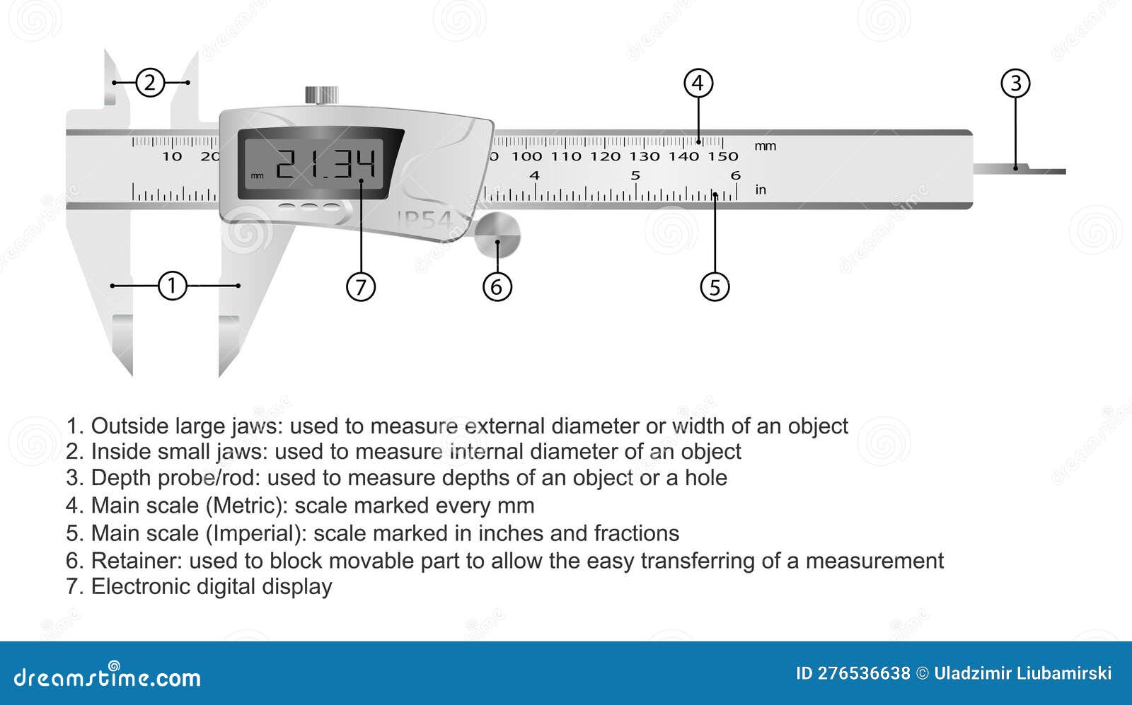 Realistic Digital Caliper with Scale and Screen. Explanatory Note To ...
