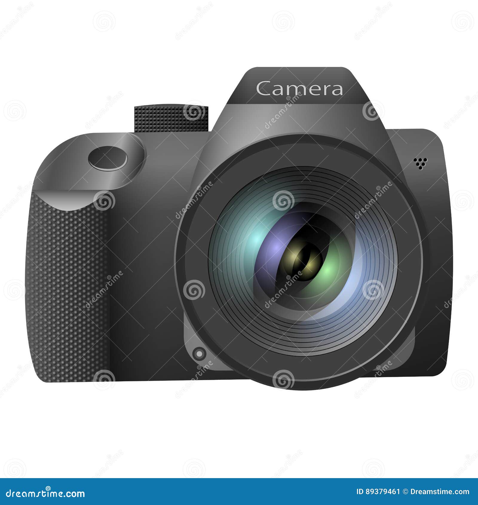 Realistic Digital Camera with a Lens on a White Background. Vector ...