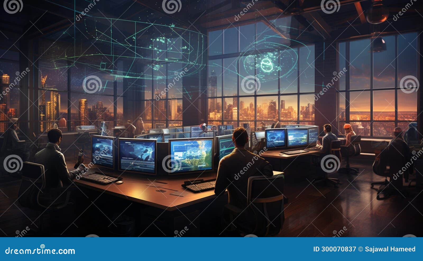 Office Workstations Divided Into Sectors With Ethernet Cables Stock ...