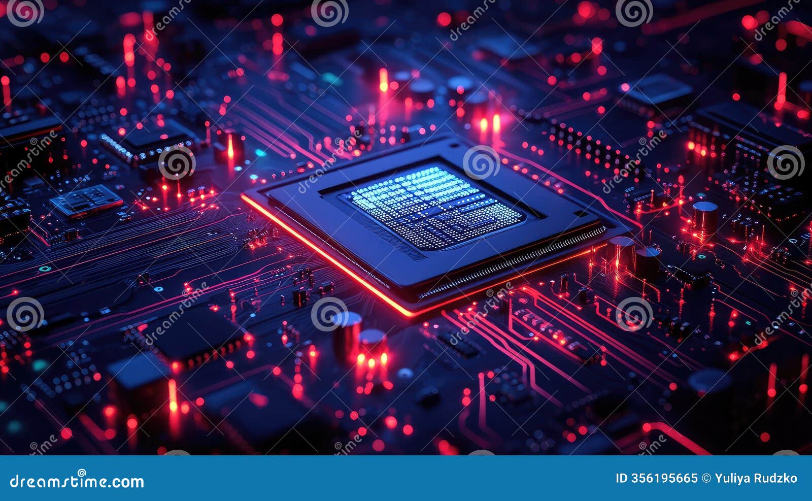 Realistic Digital Illustration Of Computer Motherboard With Chip ...