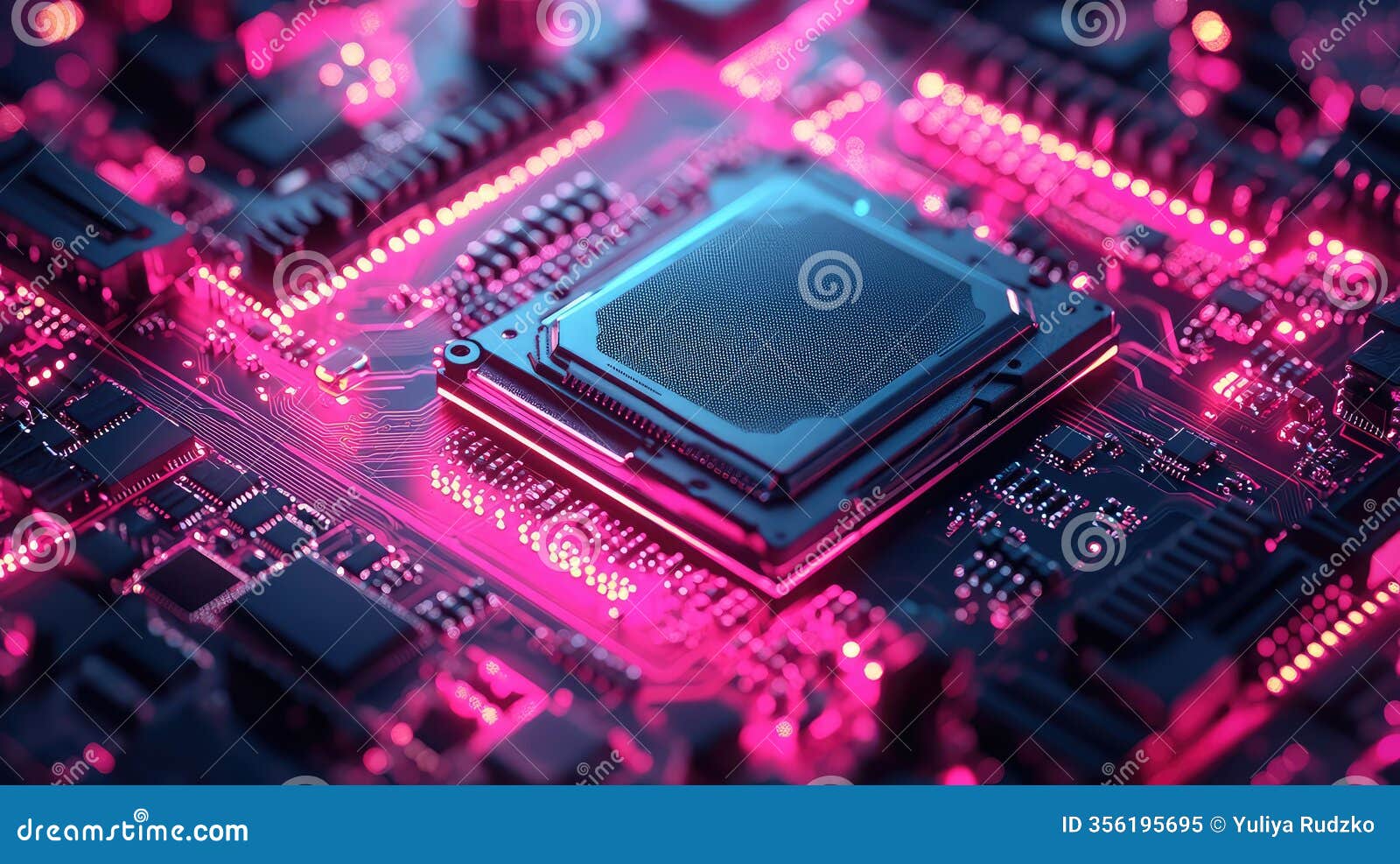 Realistic Digital Illustration of Computer Motherboard with Chip ...