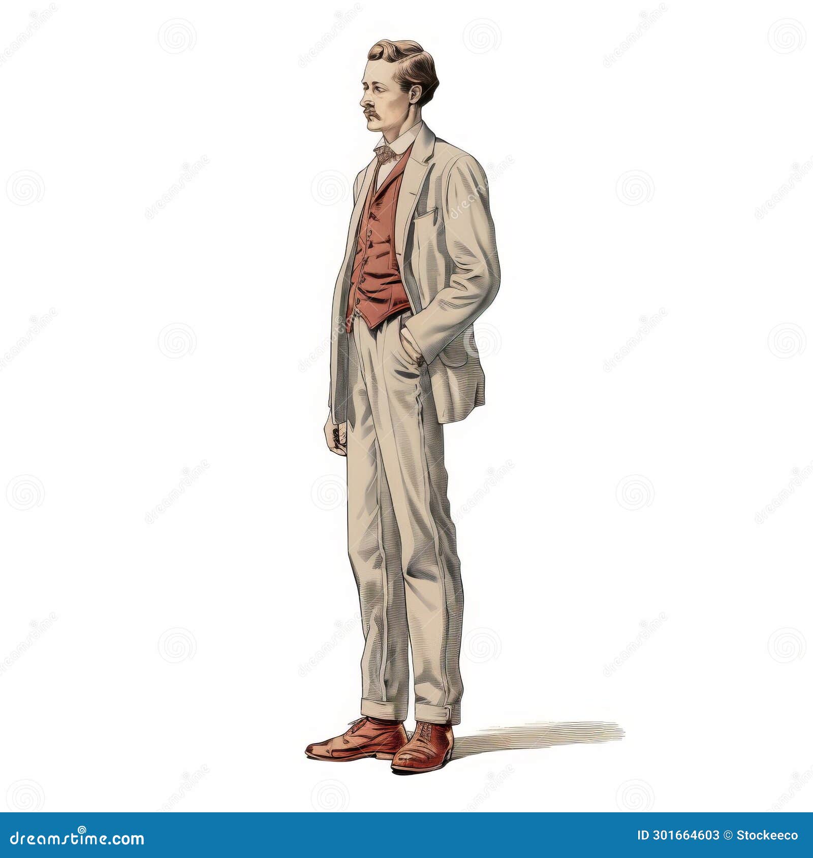 Realistic Digital Illustration of a Man in an Old Suit Stock ...