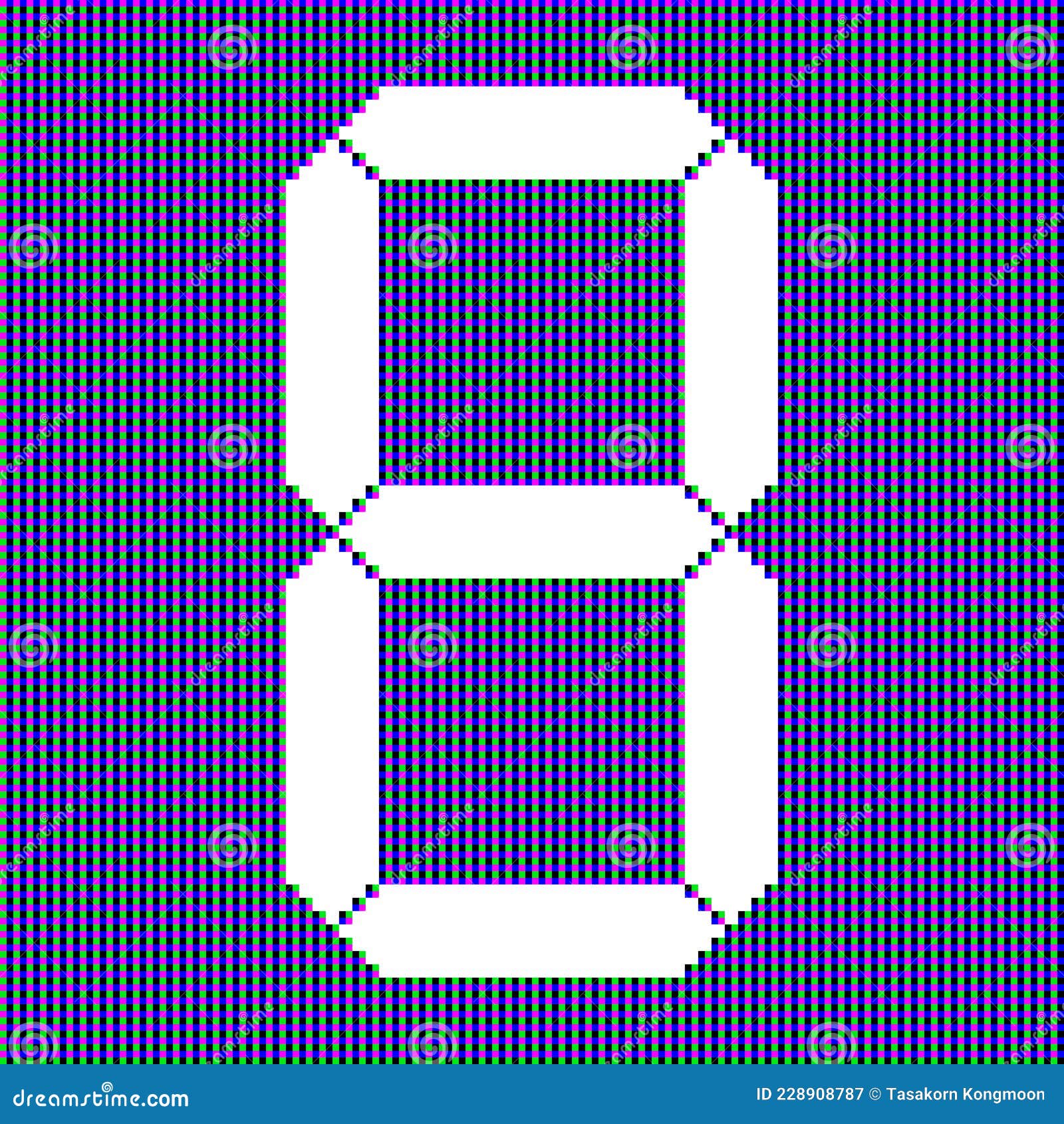 Realistic Digital LED Screen with Digital Number Eight 8 for Pattern ...