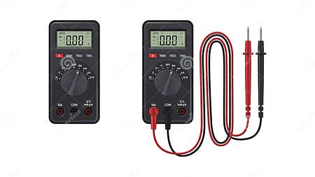 Realistic Digital Multimeter with Set of Probes. Stock Vector ...