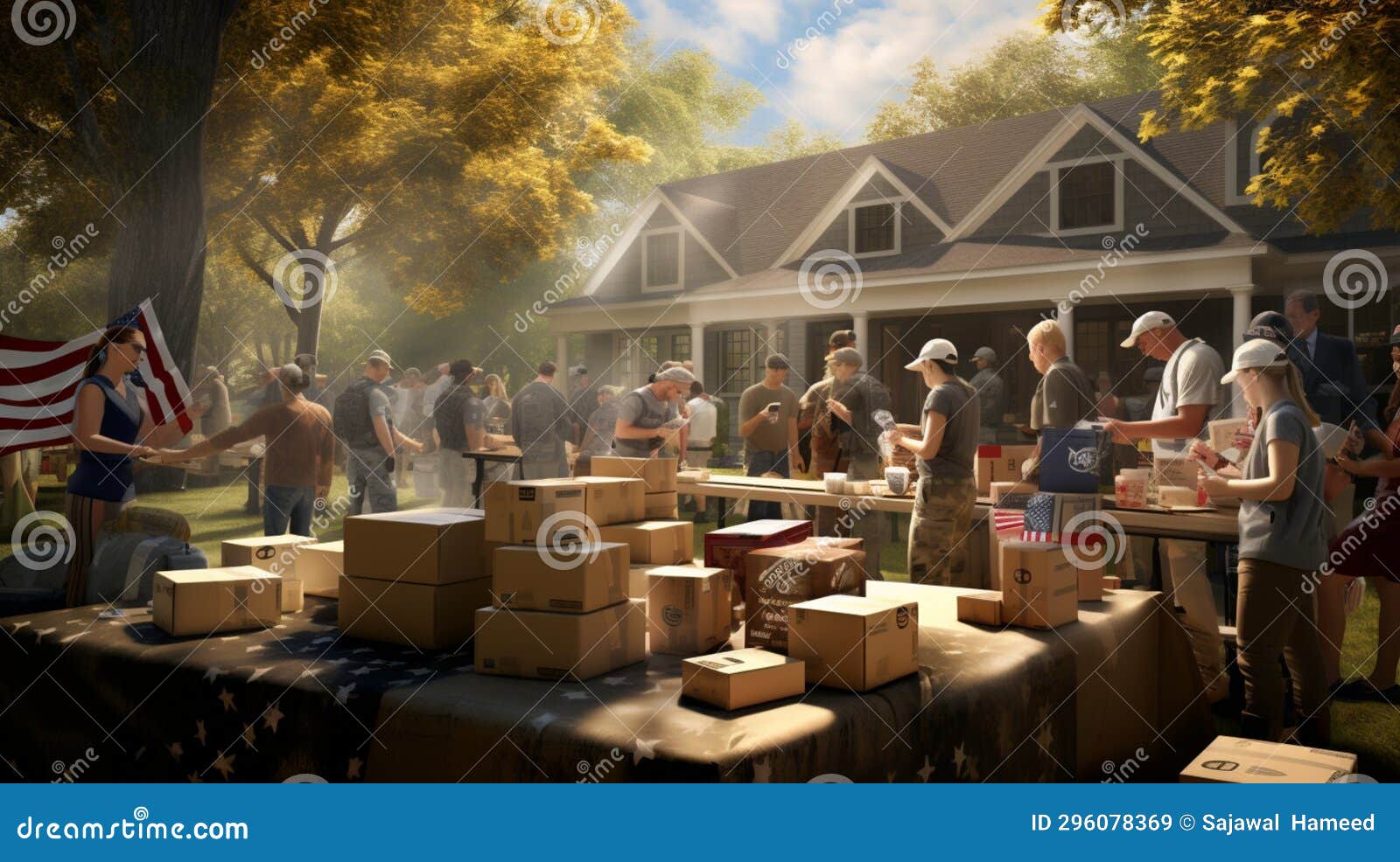 A Community Event with Volunteers Assembling Care Packages for Deployed ...