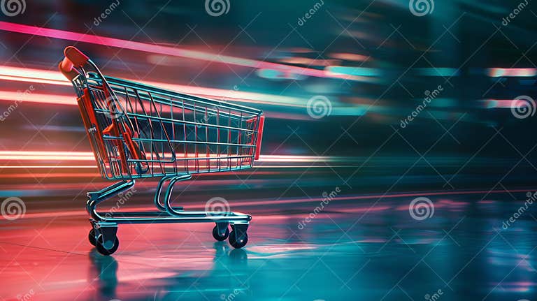 Realistic Digital Shopping Cart with Ample Text Space for Versatile ...