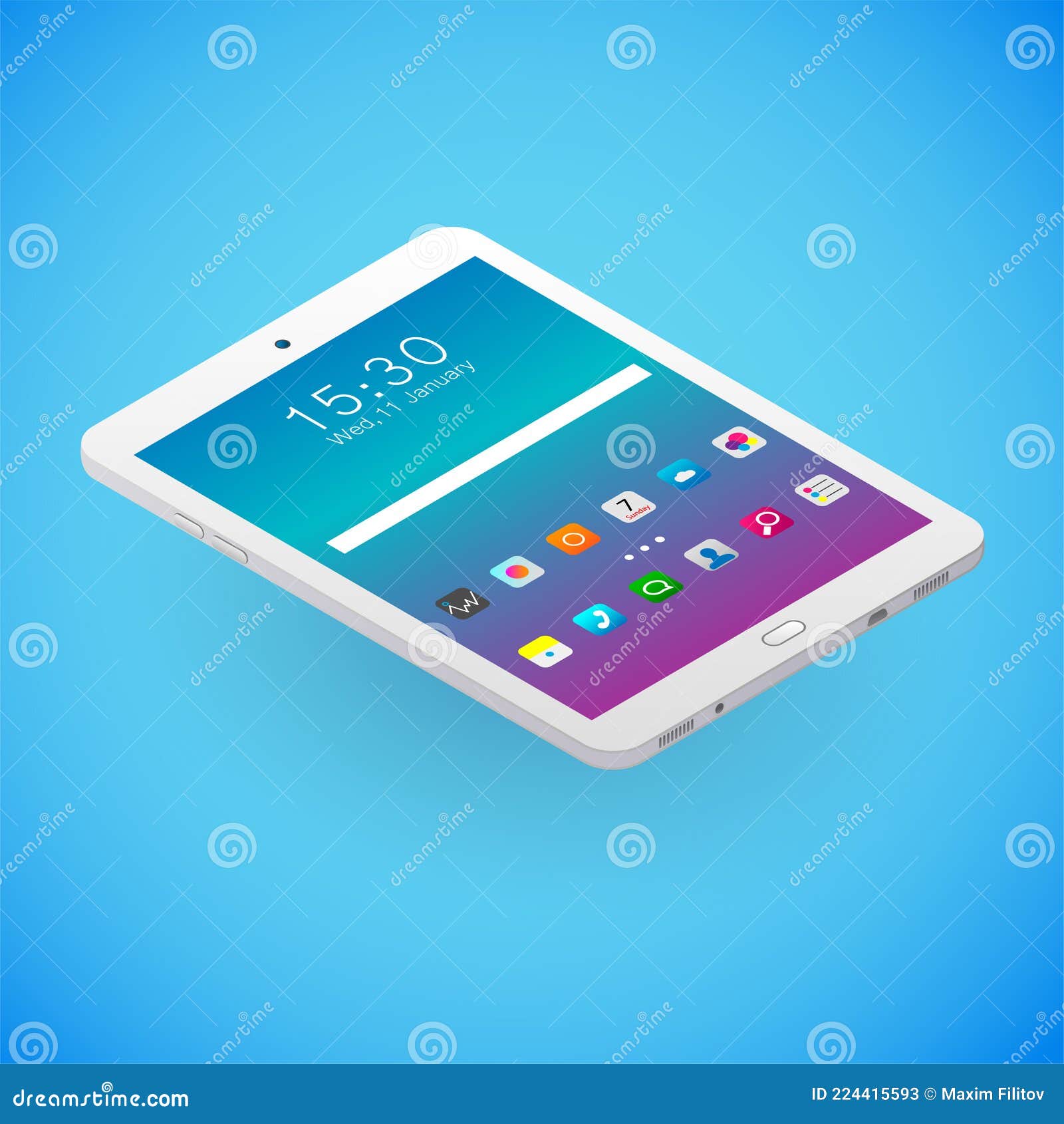 Realistic Digital Tablet in Isometry. Vector Isometric Illustration of ...
