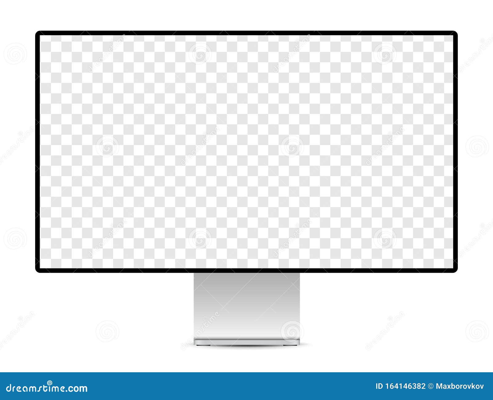 Realistic Display Mockup with Blank Checkered Transparent Screen Stock ...