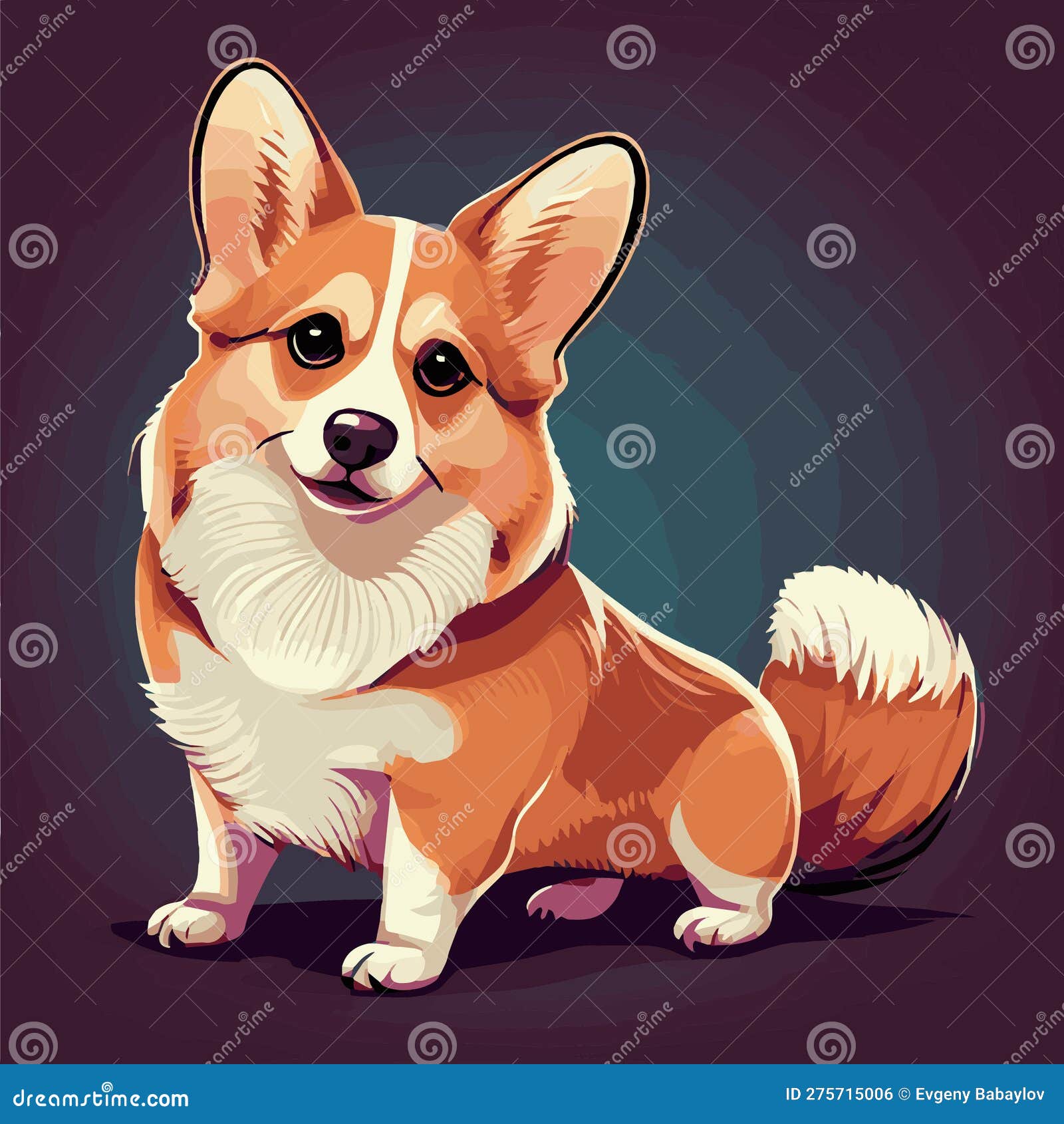 Realistic Dog Breed Corgi, on a Dark Background - Vector Stock Vector ...