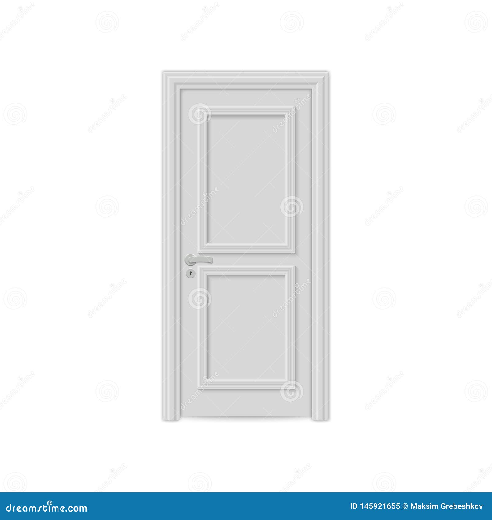 Realistic Door Hander Mockup With Handle Vector Illustration ...