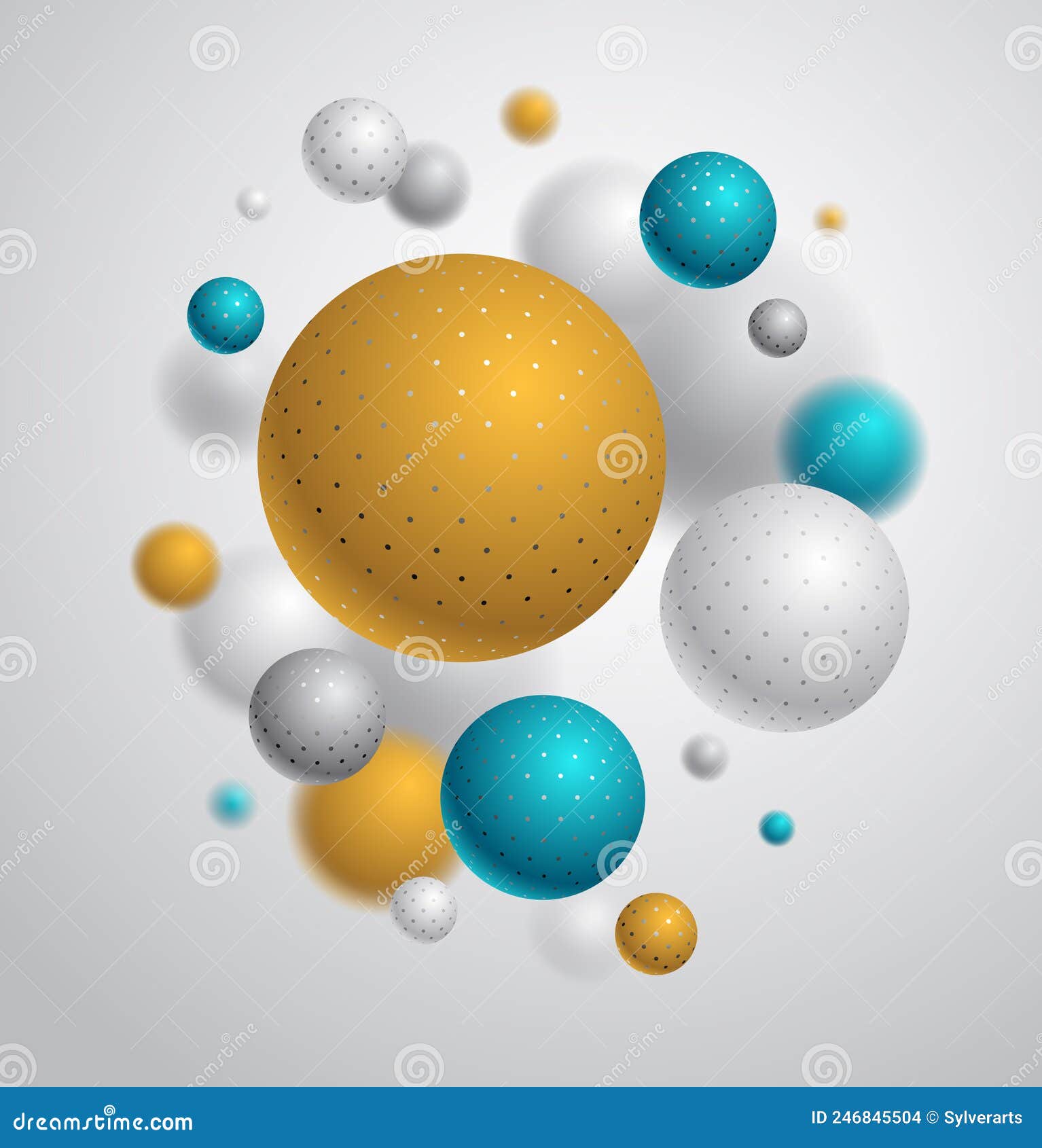 Realistic Dotted Spheres Vector Illustration, Abstract Background with ...