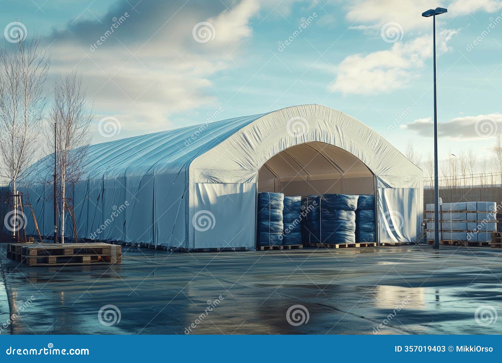 Realistic Double Exposure of an Industrial Grade White Tent As ...