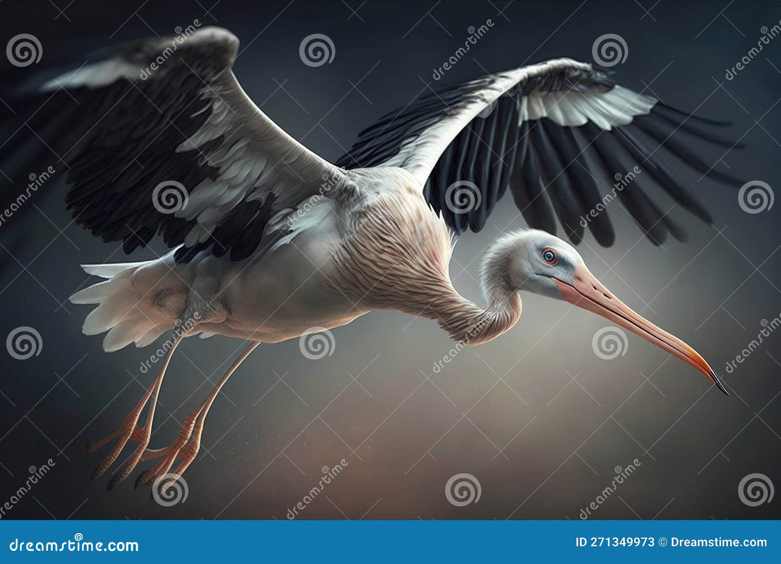 Realistic Drawing of an African Stork, Beautiful and Wild Bird, Ai ...