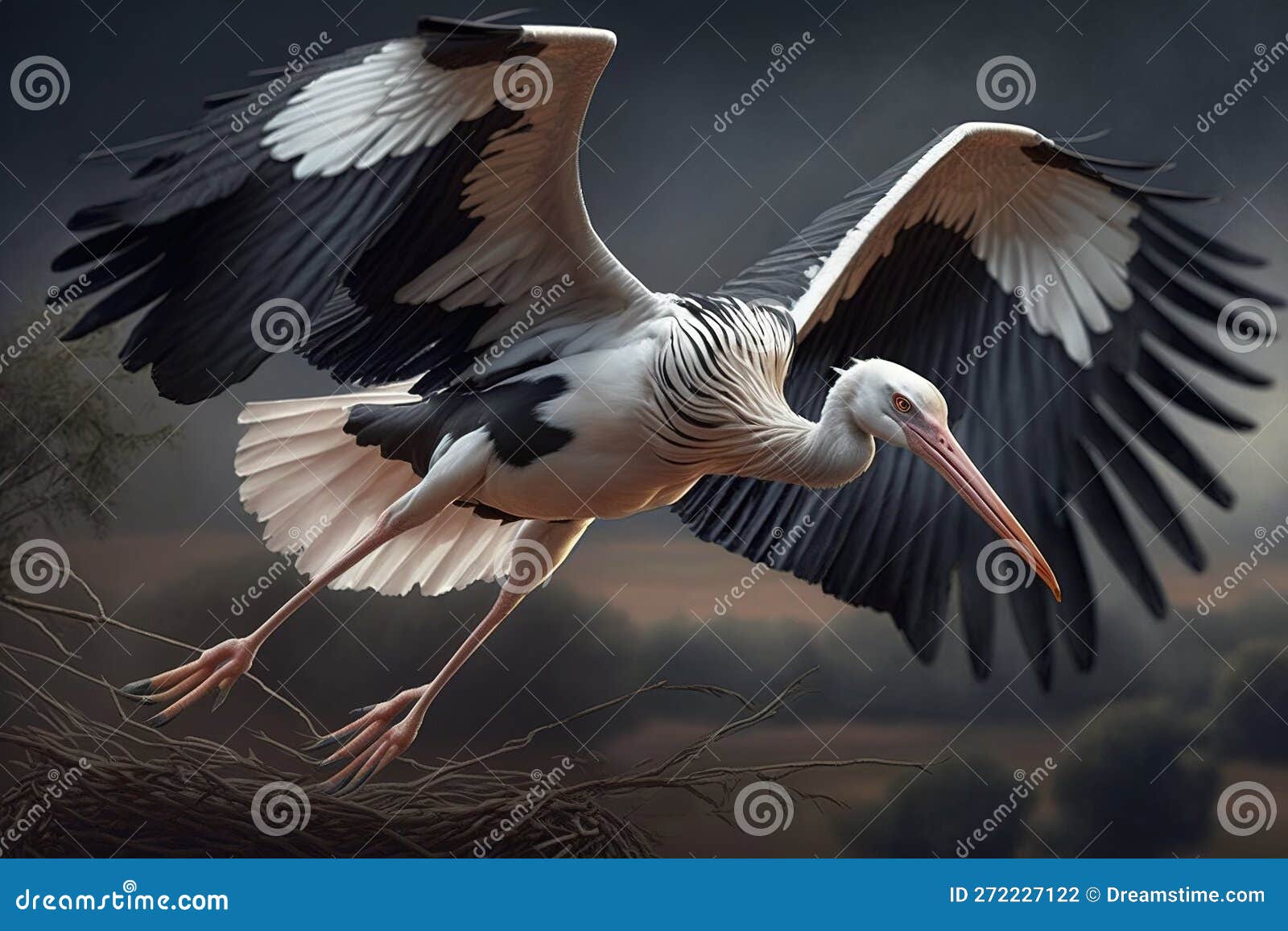 Realistic Drawing of an African Stork, Beautiful and Wild Bird, Ai ...