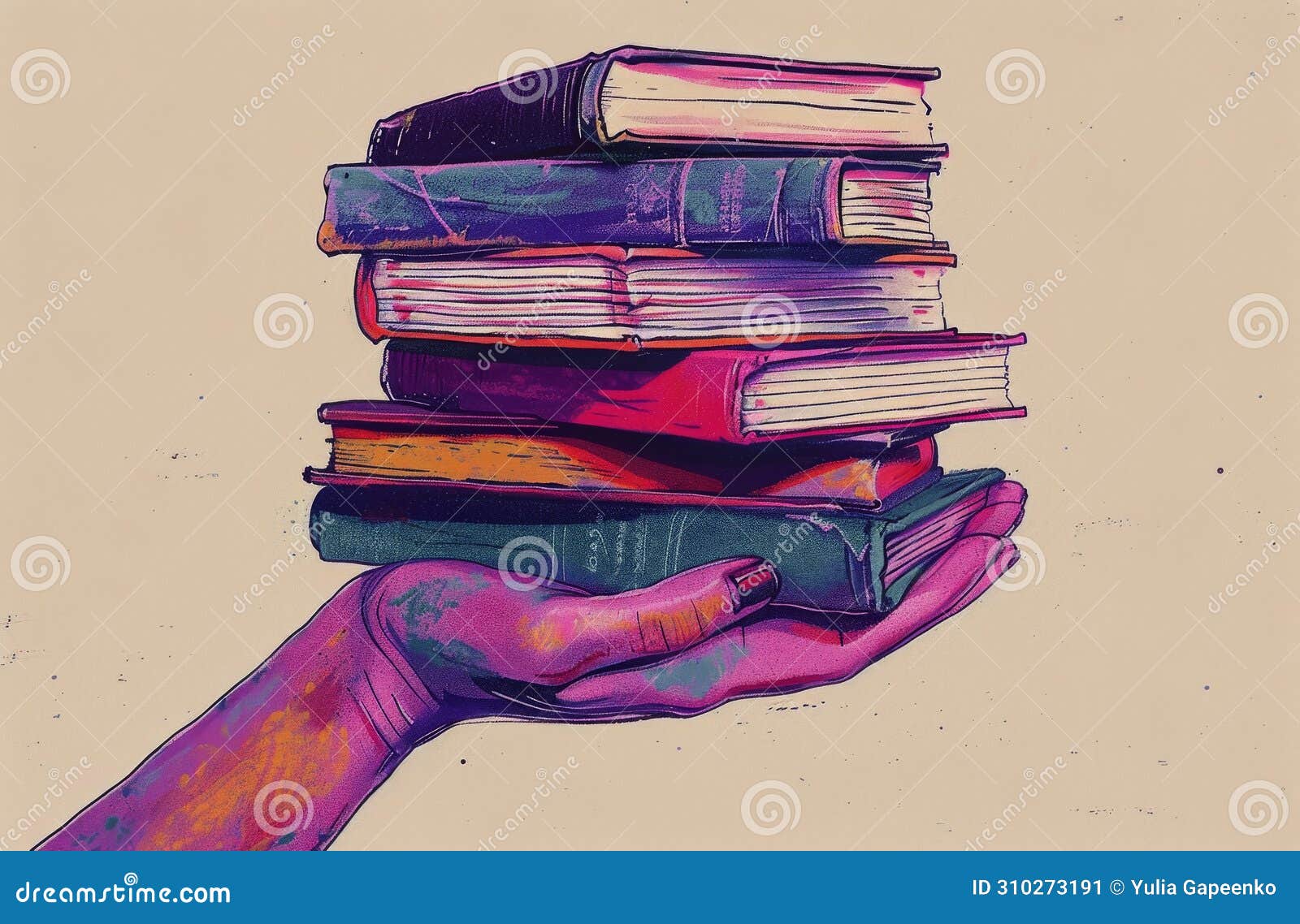 Hand Holding Stack of Books Stock Image - Image of literary, research ...