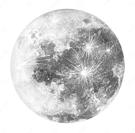 Realistic Drawing Full Moon Isolated on White Background Stock Photo ...