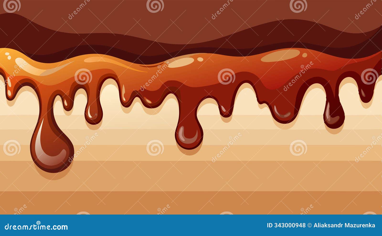 Realistic Dripping Chocolate Texture. Vector Isolated Border of Liquid ...