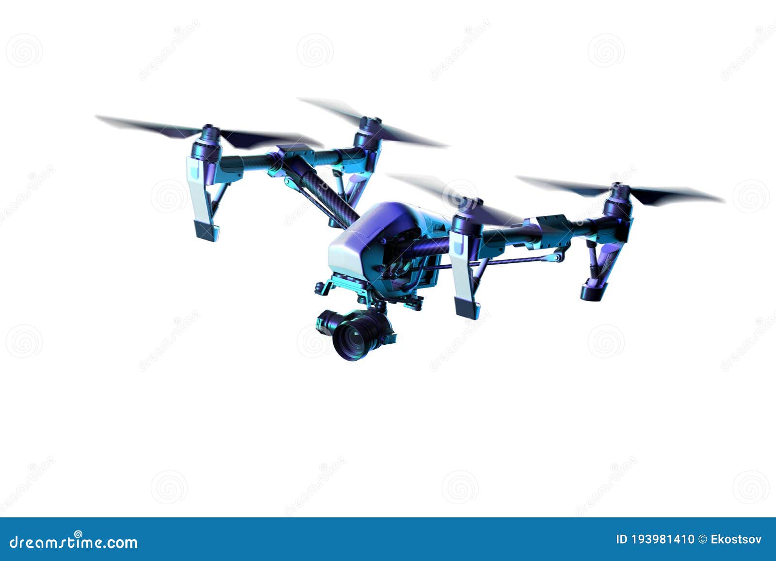 Realistic Drone Quadcopter with Camera Isolated on Bright Background ...