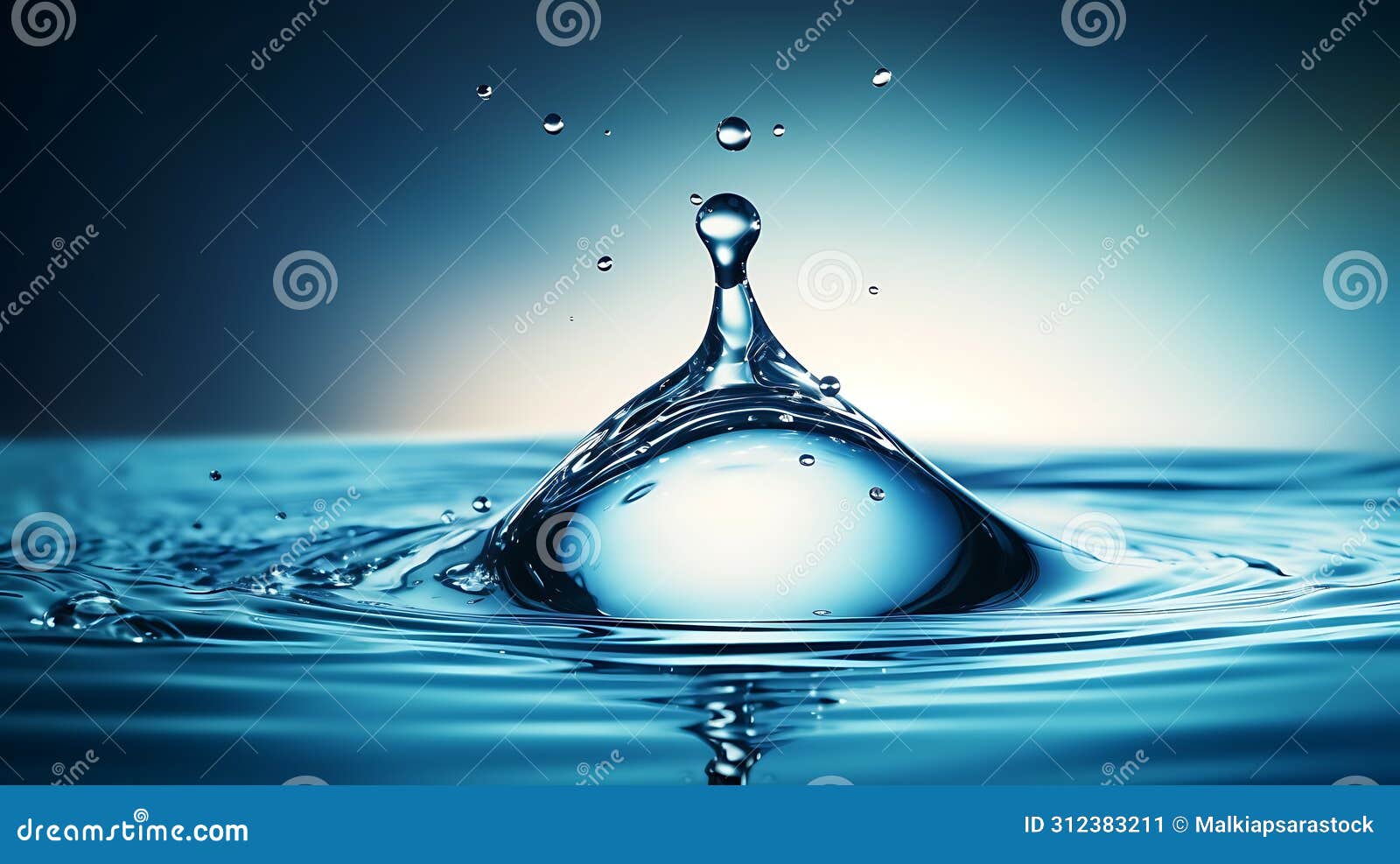 A Realistic Drop of Water Falling To the Water Surface Background with ...