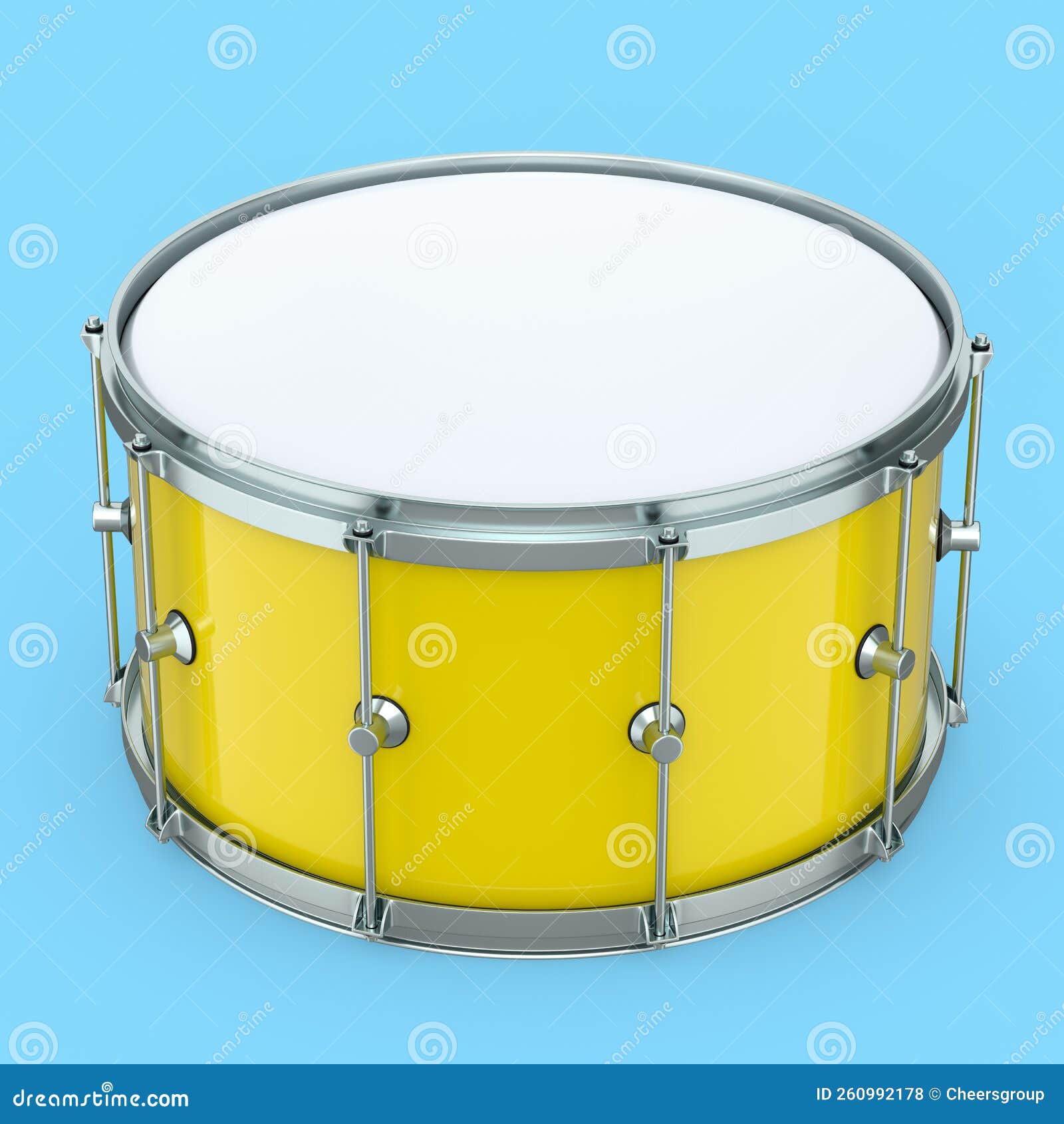 Realistic Drum on Blue Background. 3d Render Concept of Musical ...