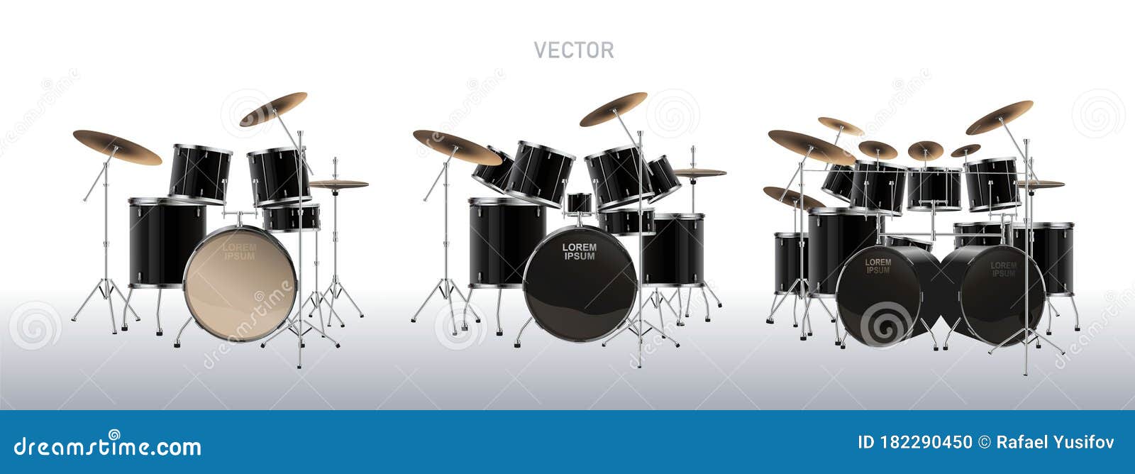 Realistic Drum Kit. Set of Drums. Vector. Stock Vector - Illustration ...