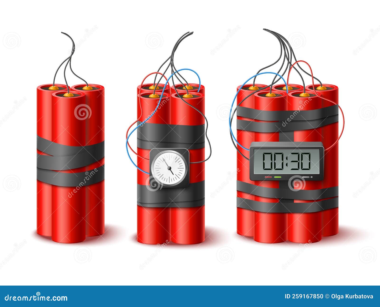 Realistic Bombs. Different Explosives Types, Hand Grenades With Check ...