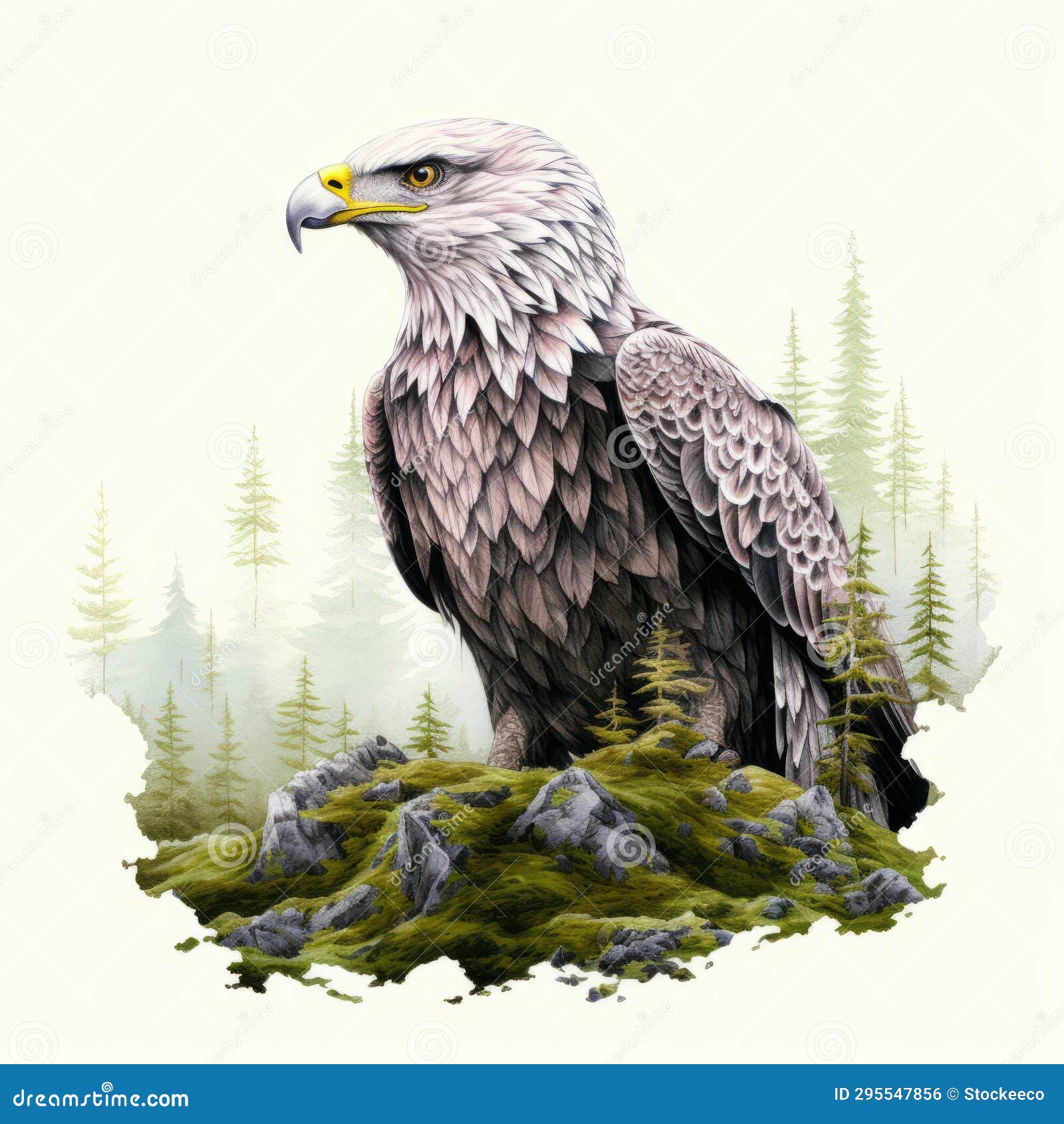 Realistic Eagle Illustration in Soft Tonal Colors Stock Illustration ...