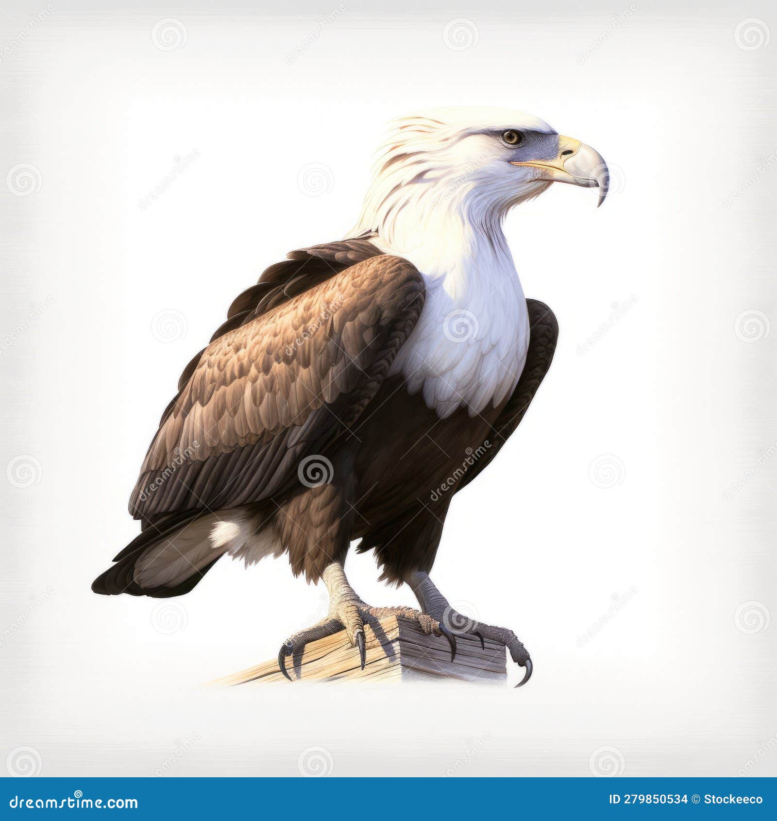 Realistic Eagle Posing on Perch in Hyper-detailed Rendering Stock ...