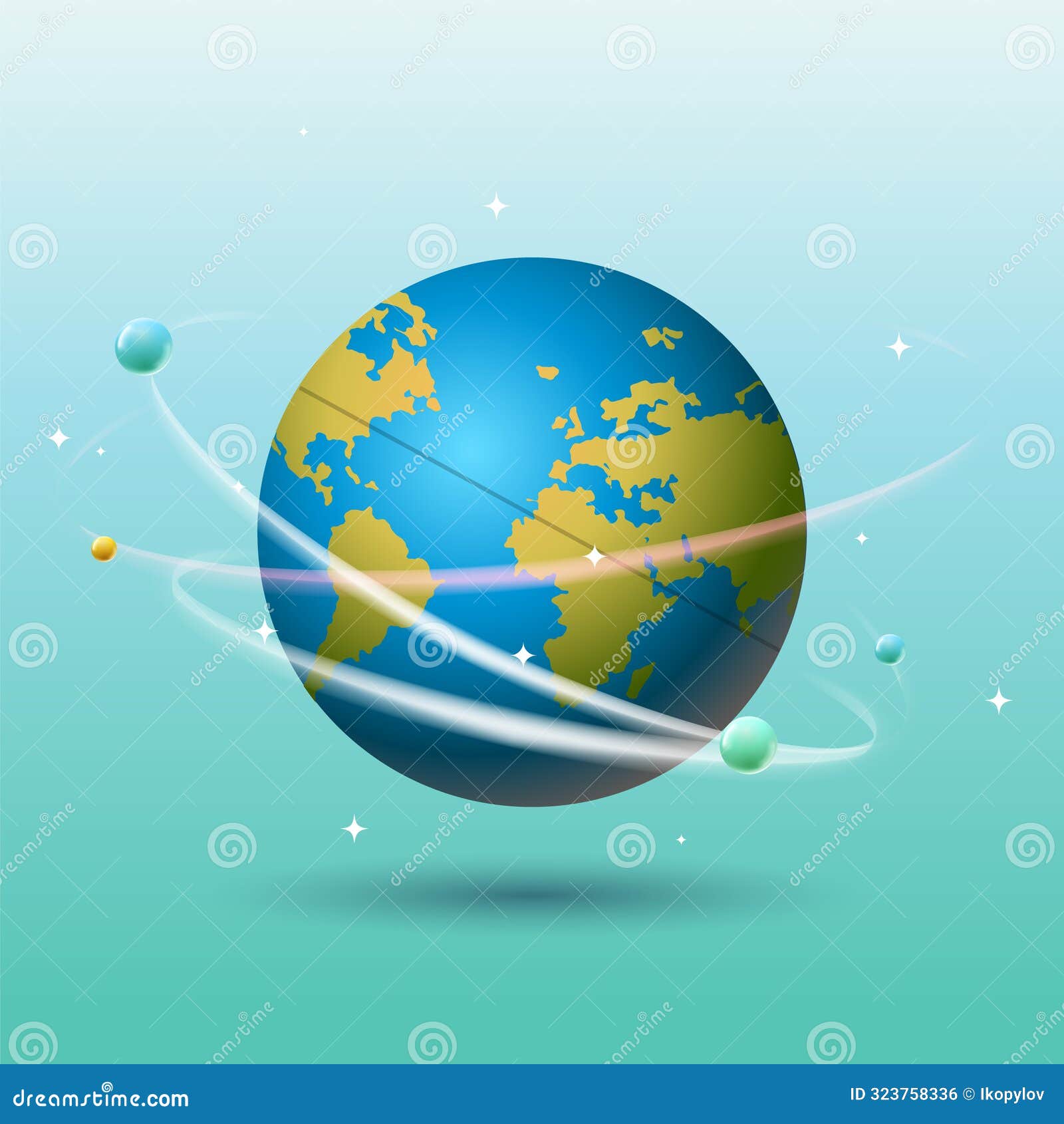 Realistic Earth Globe and Ring Orbit Around it, Vector Illustration ...