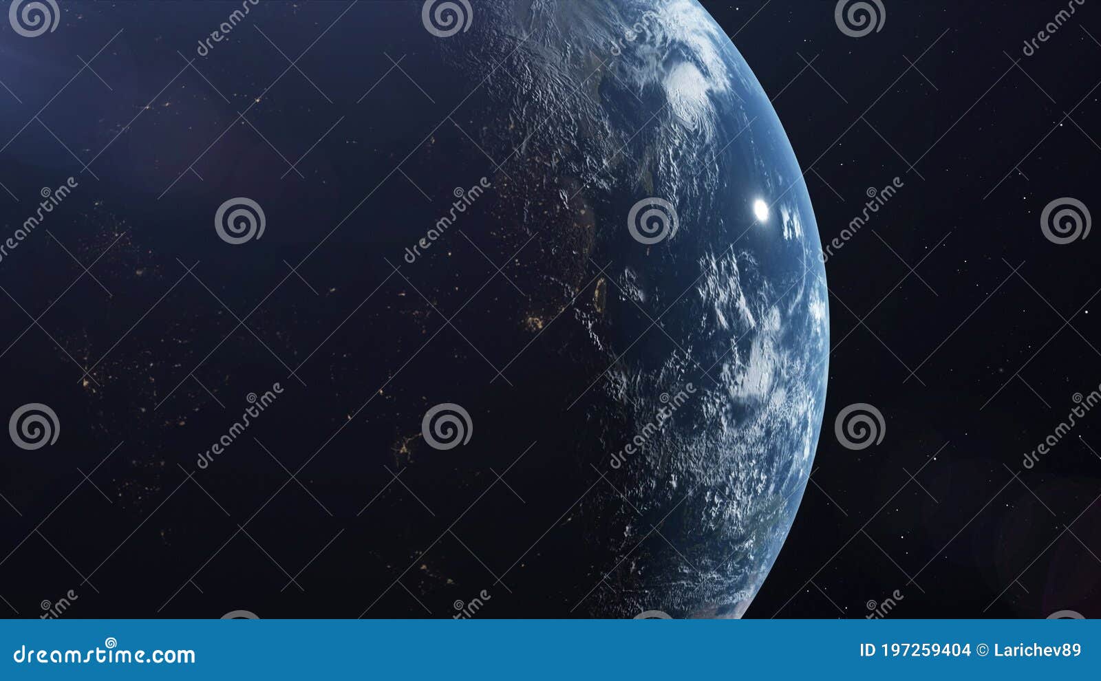 Realistic Earth with Night Lights from Space. High Quality 3d Animation ...