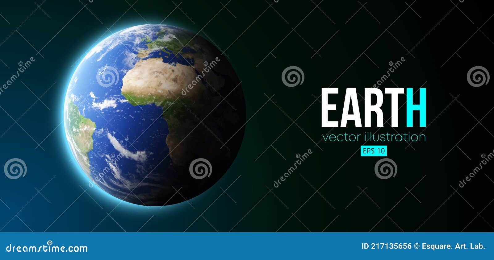 Realistic Earth Planet Isolated On Dark Background. Vector ...