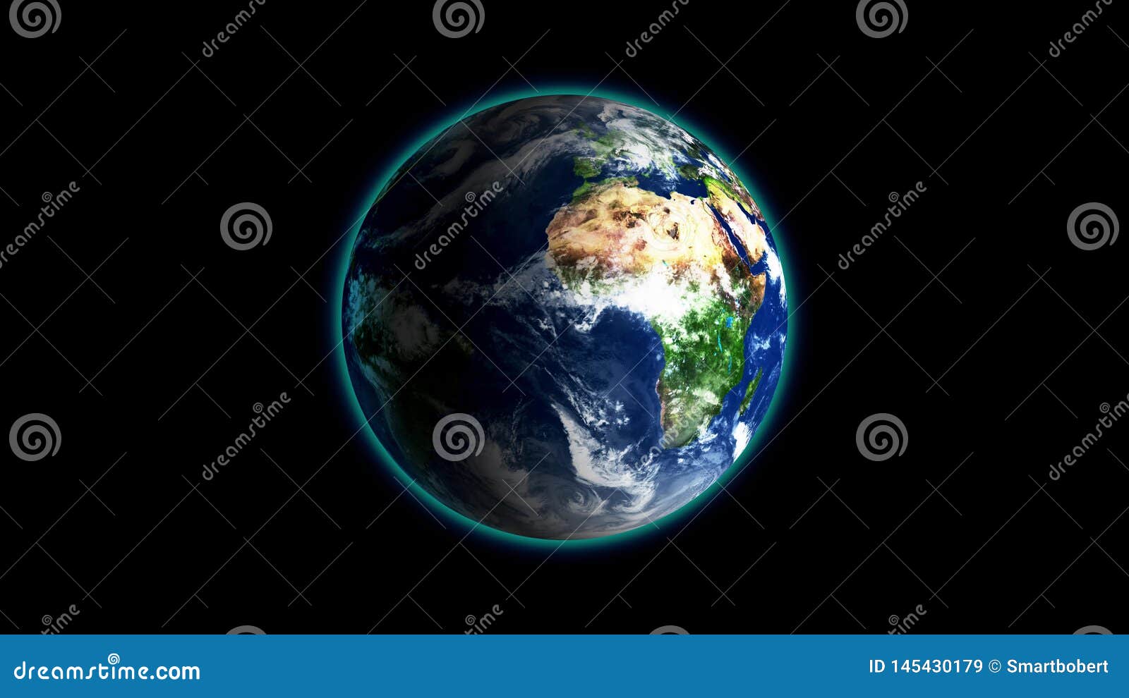 Realistic Earth Rotating on Black Background Loop . Globe is Centered ...