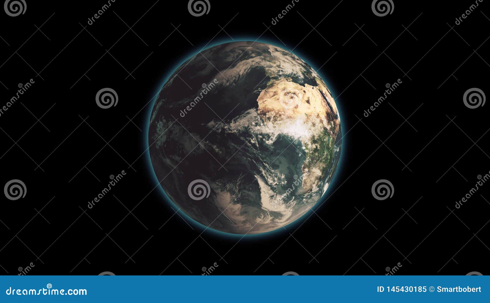 Realistic Earth Rotating on Black Background Loop . Globe is Centered ...