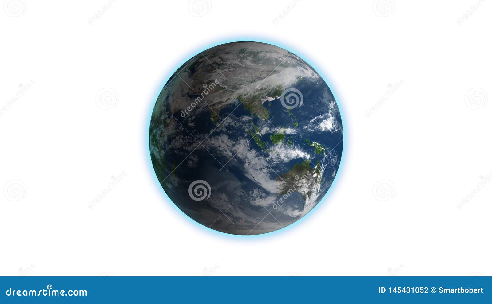 Realistic Earth Rotating on White Loop . Globe is Centered in Frame ...
