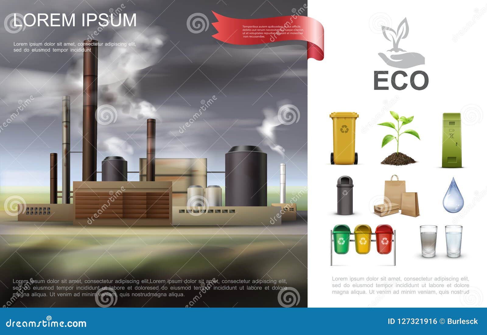 Realistic Ecological Environmental Composition Stock Vector ...