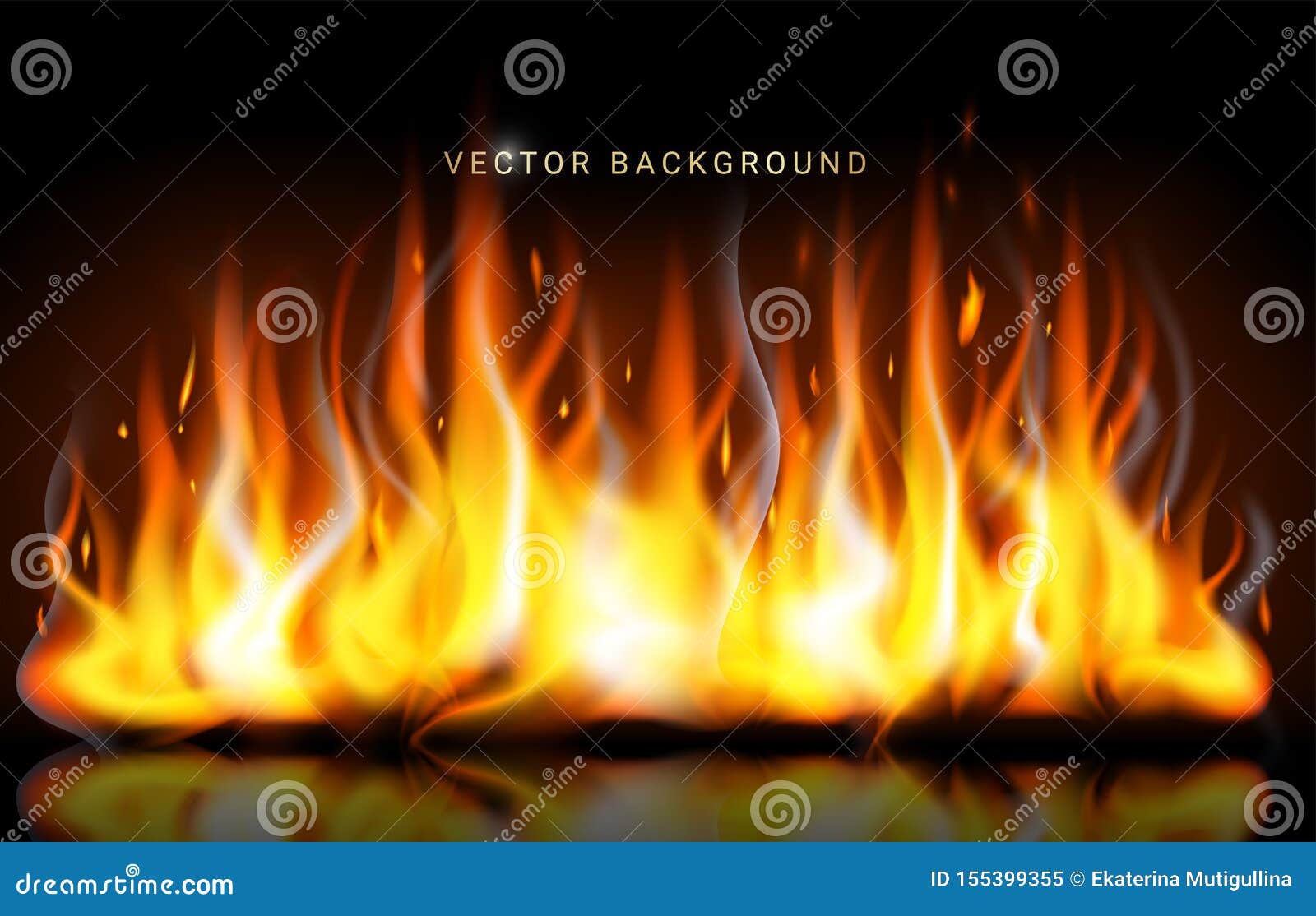 Realistic Fire Flames Reflection Background Stock Vector - Illustration ...