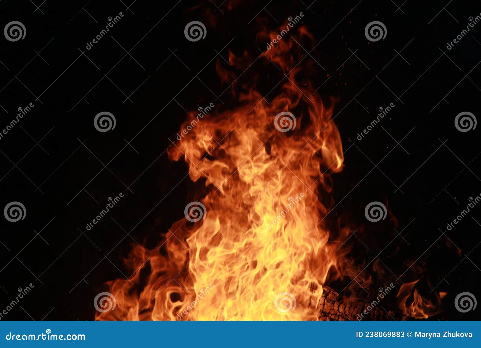 Realistic Effect of Isolated Fire on a Black Background. Stock Image ...