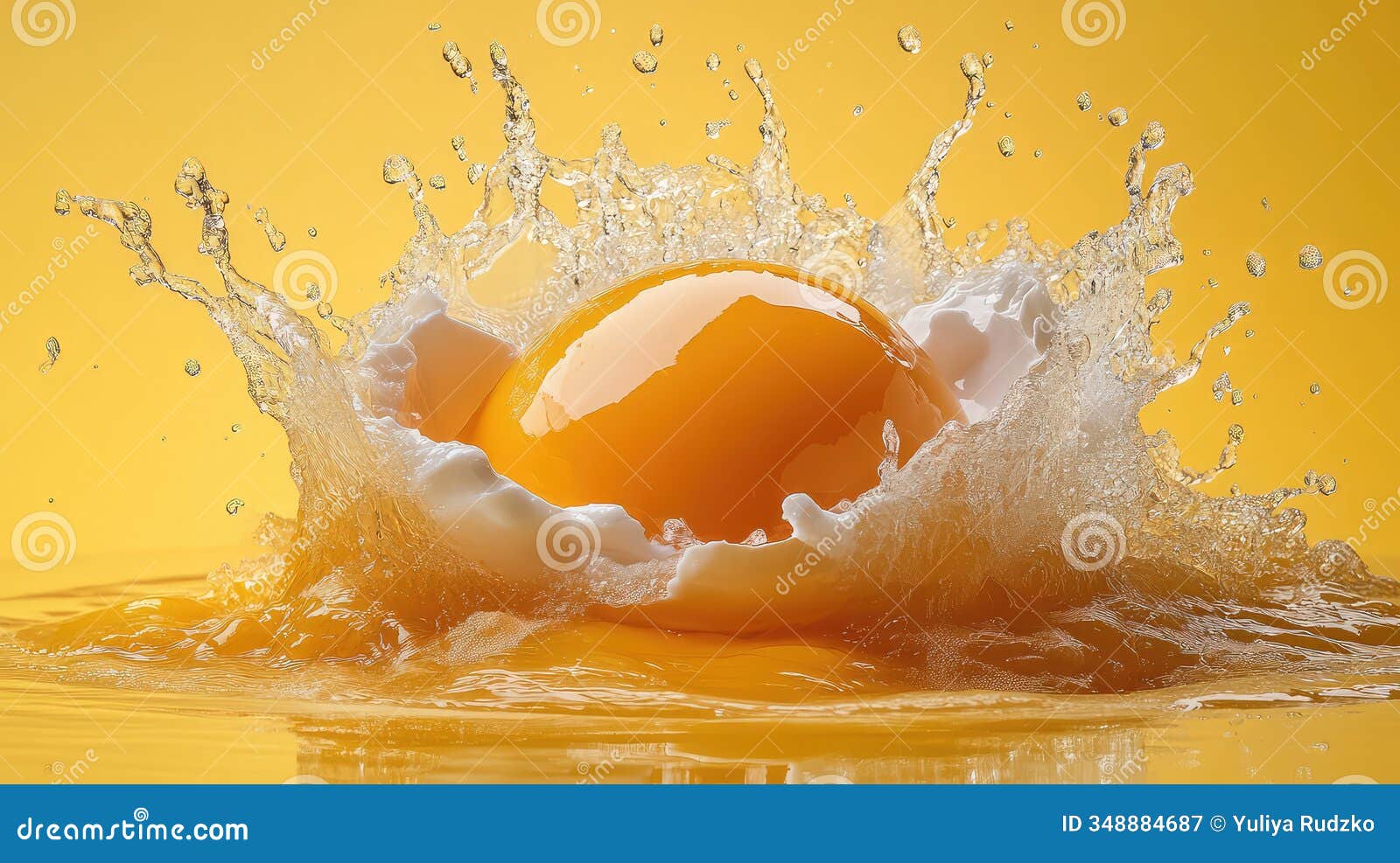Realistic Egg Explosion with Intricate Liquid Texture on Yellow ...