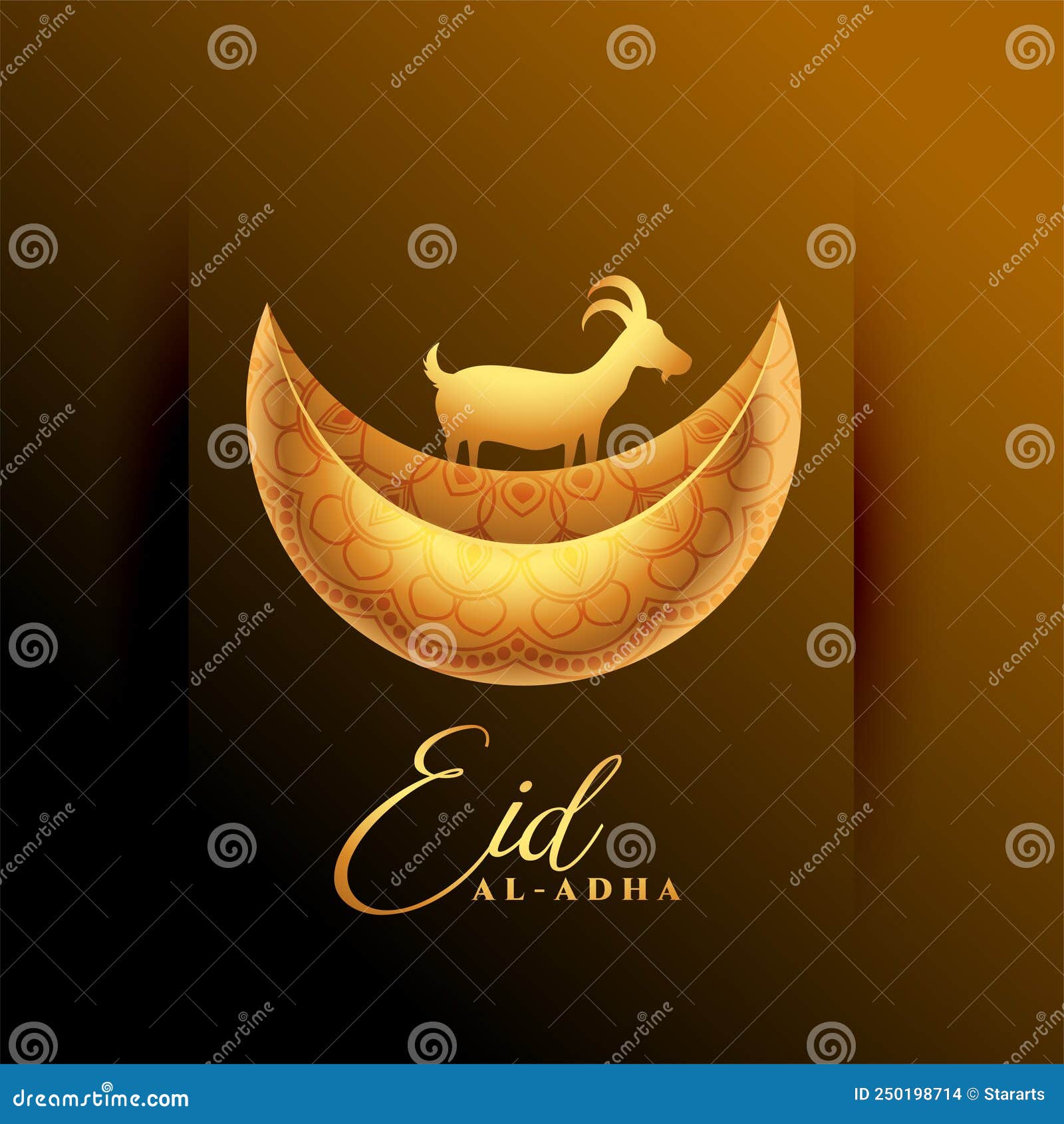 Realistic Eid Al Adha Golden Bakrid Greeting Design Stock Vector ...