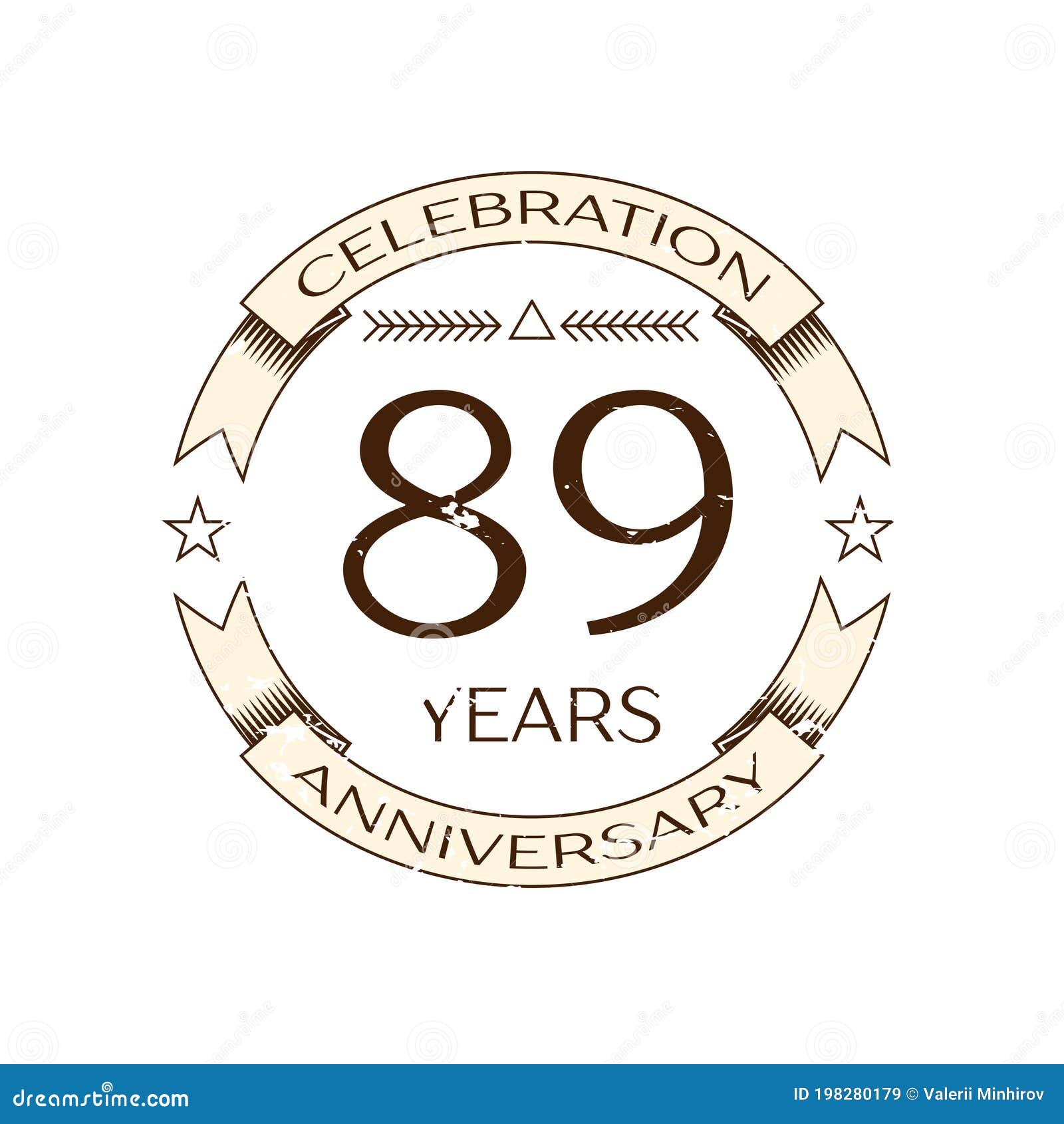 Realistic Eighty Nine Years Anniversary Celebration Logo with Ring and ...