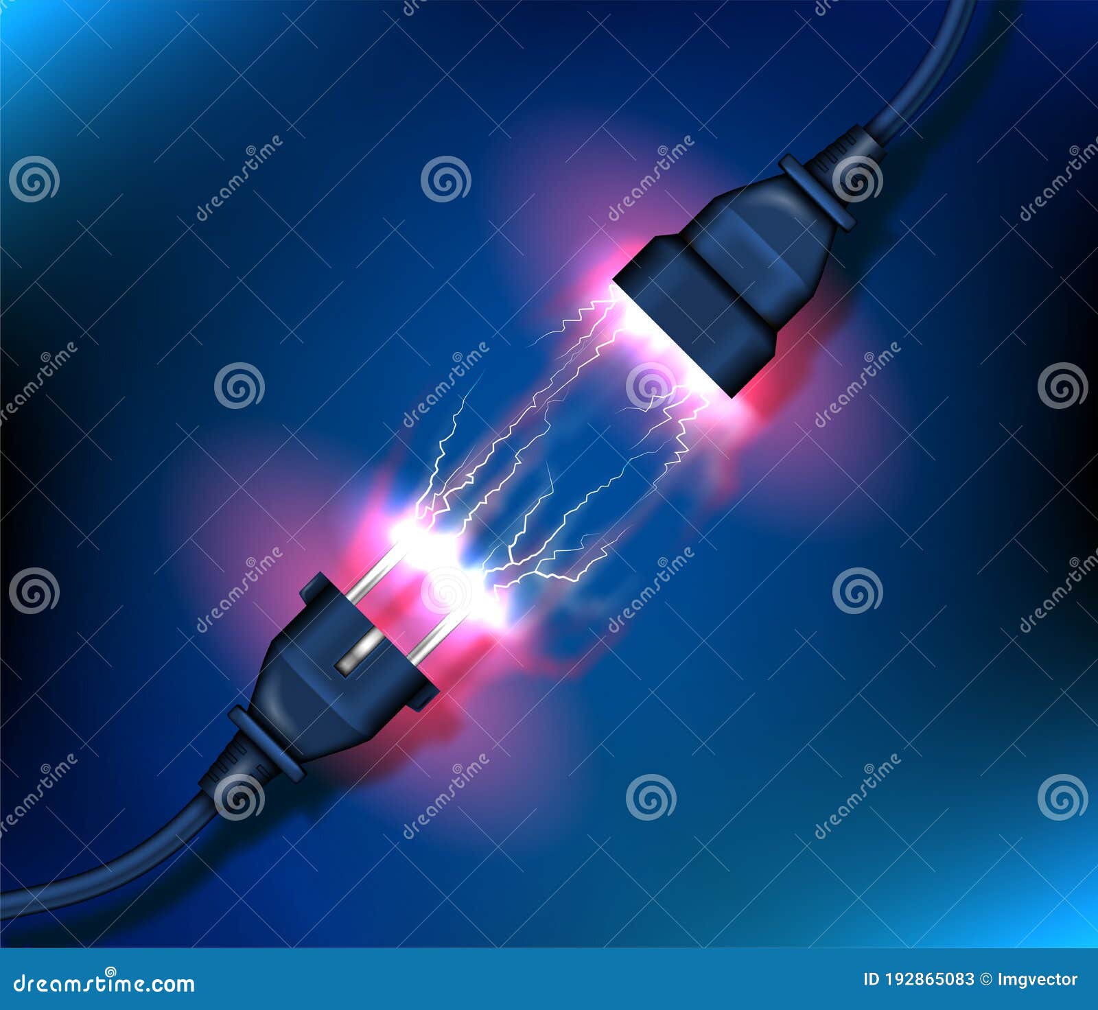 Realistic Electric Plug and Socket with Electric Sparkles Vector ...