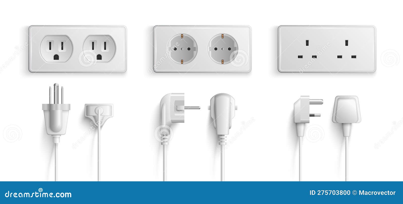 Realistic Electric Socket and Plug White Set Stock Vector ...