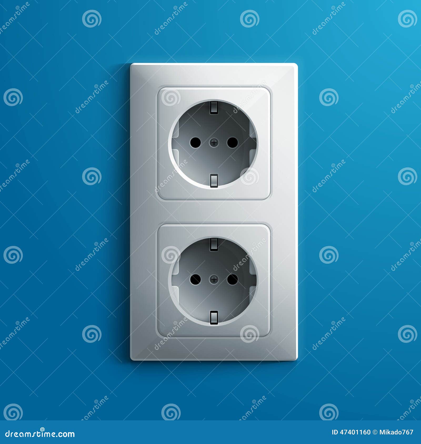 Double Grounded Socket Vector. Switch. Brick Wall. Realistic ...