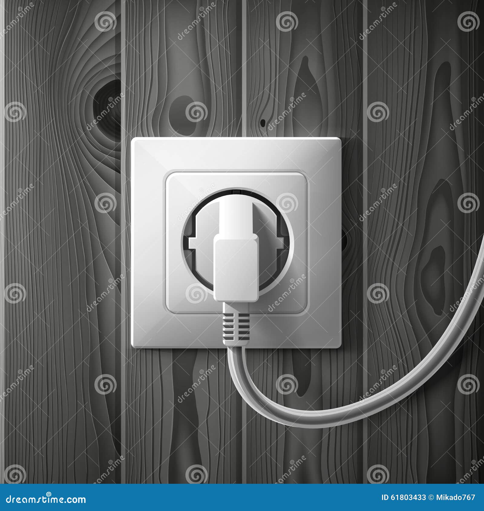 Realistic Electric White Socket and Plug on Dark Stock Vector ...