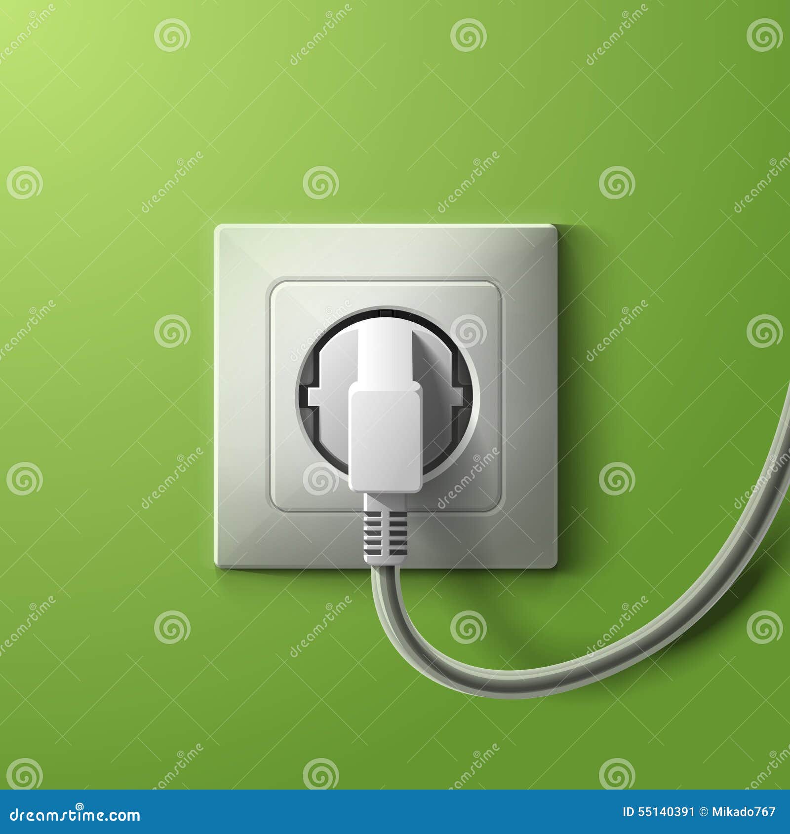 Realistic Electric White Socket and Plug on Green Stock Vector ...