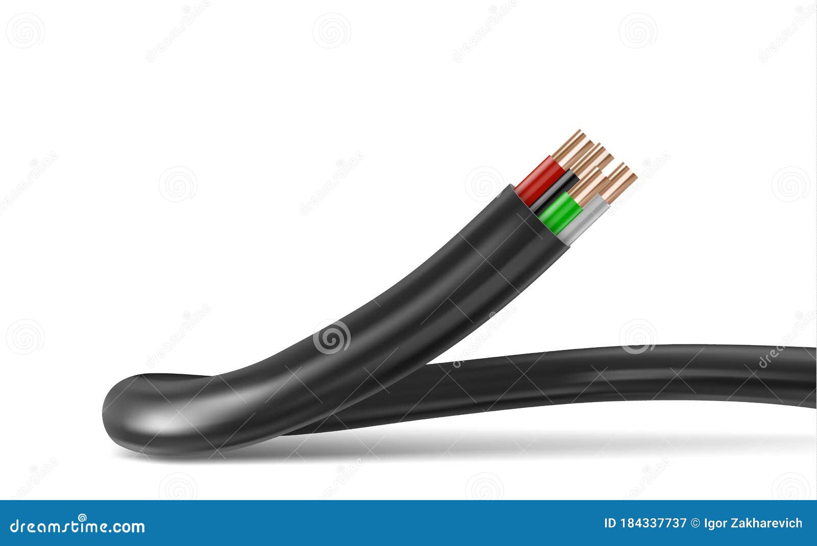 Realistic Electrical Wires, Connection Industrial Cables Vector Set ...