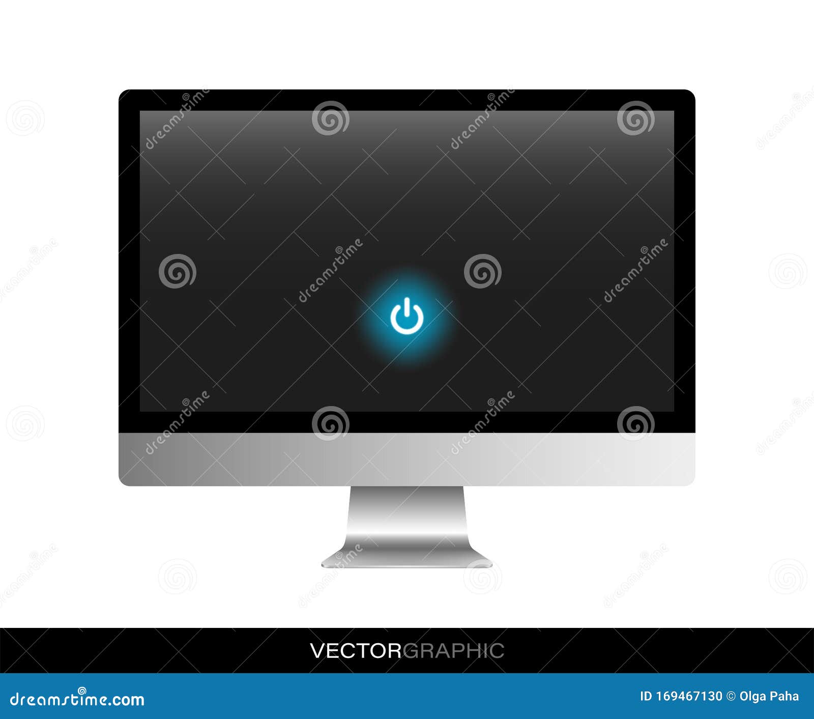 Computer Monitor Template Button Power Blue Stock Vector - Illustration ...