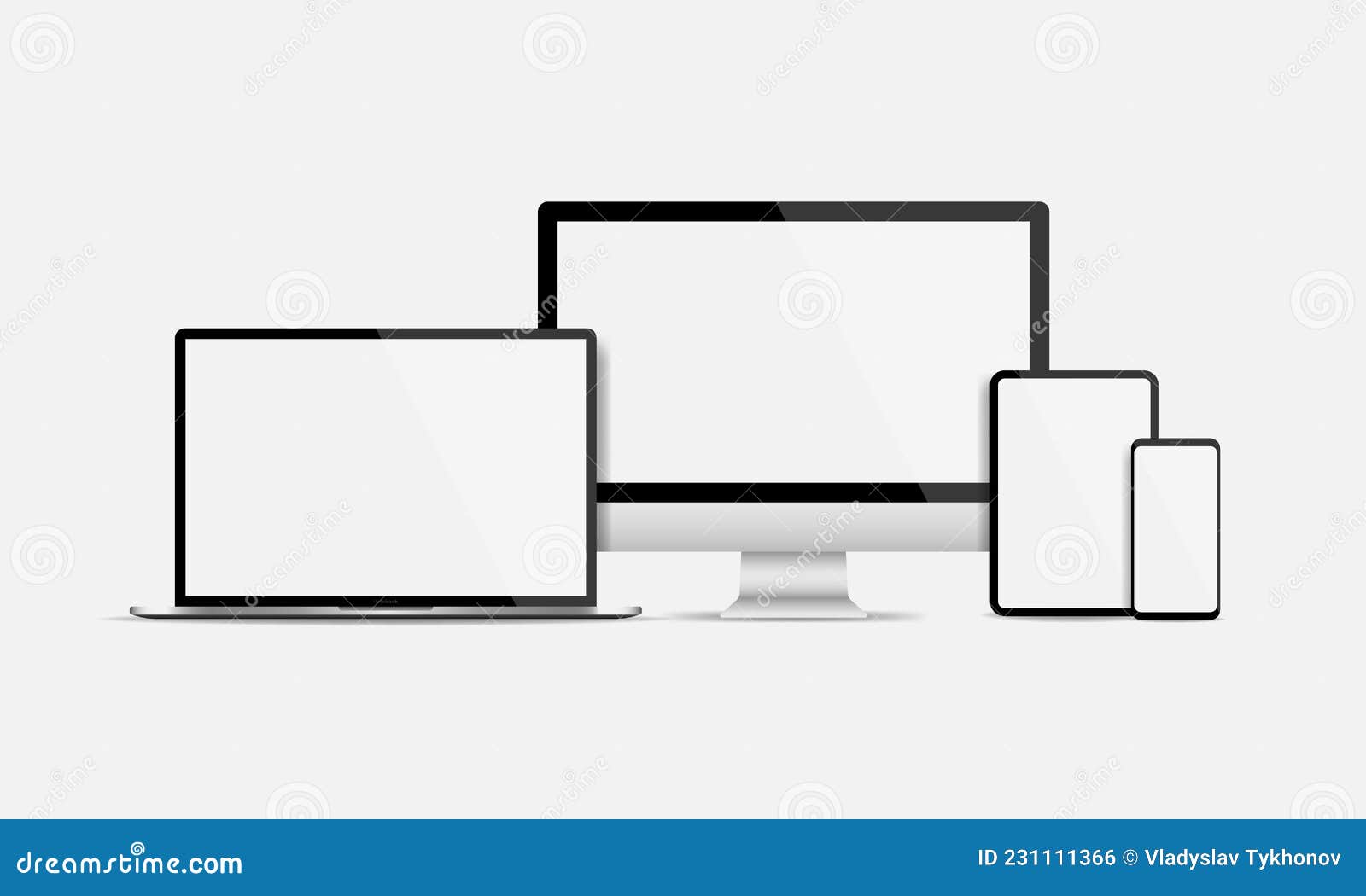 Realistic Electronic Devices Display Screen Set. Blank Screen of ...