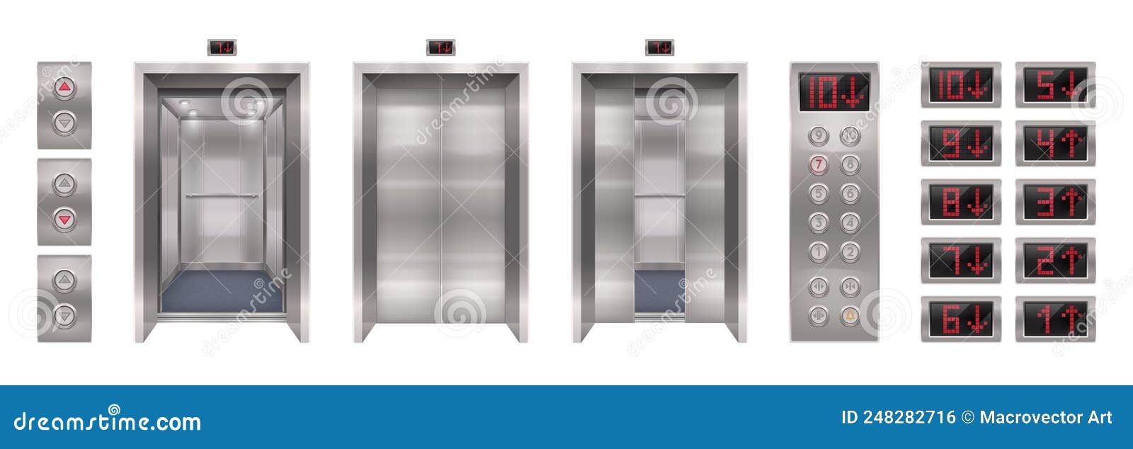 Realistic Elevator Door Collection Stock Vector - Illustration of ...
